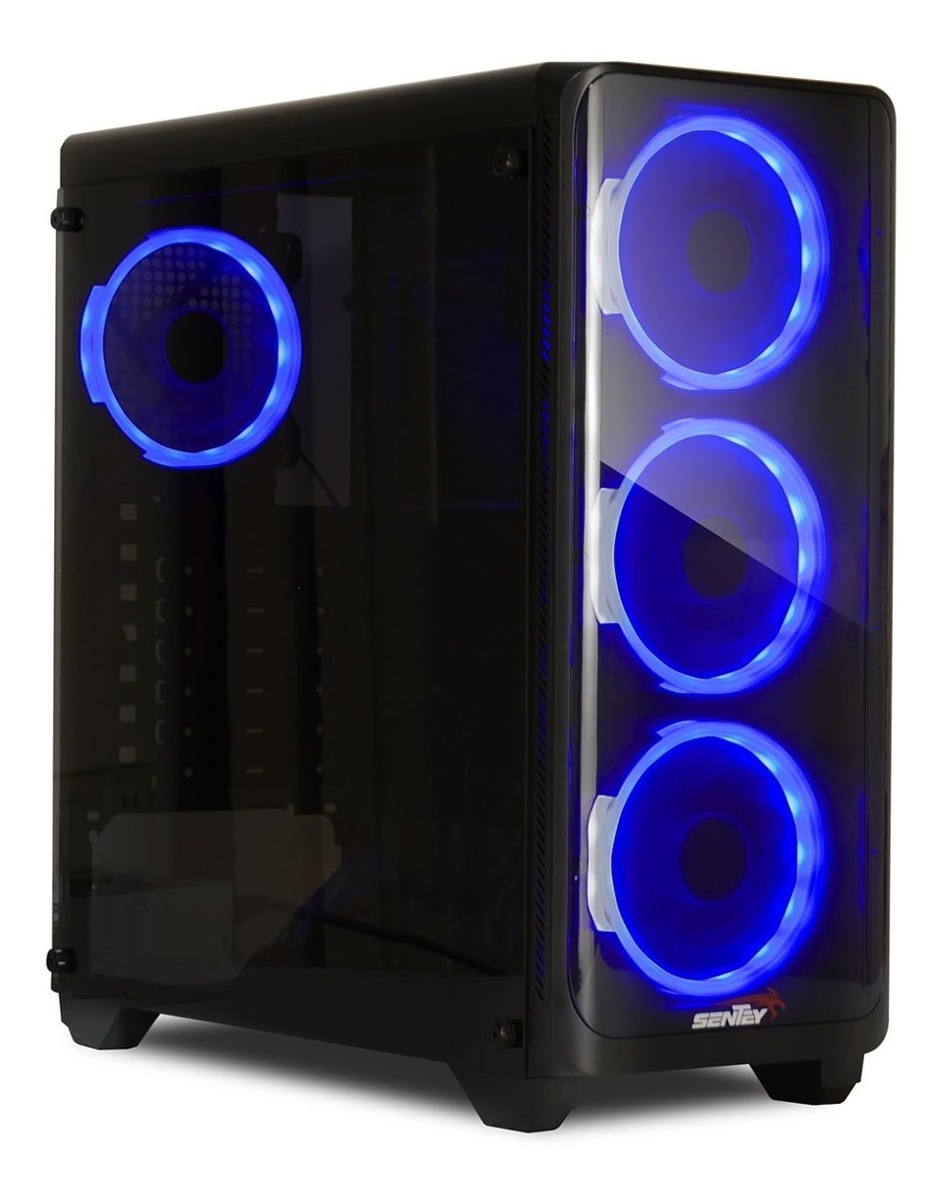 Gabinete J20 Tempered Glass Blue Fan Sentey | HyperGAMING